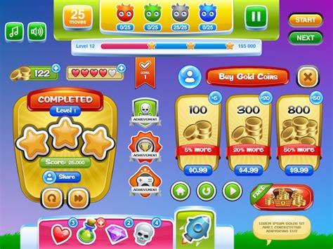 Premium Vector Interface Game And Buttons Set For Mobile Games Or