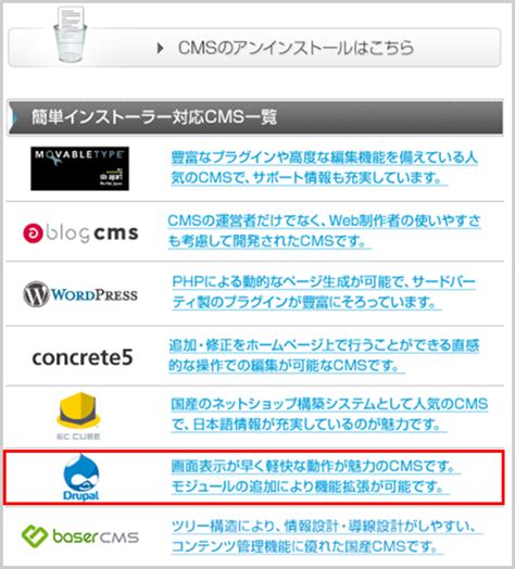 Drupal のインストール（バージョン 8） Drupal Online Help For Controlpanel