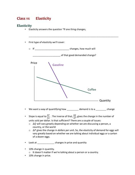 Class 11 Elasticity ECON NOTES Class 11 Elasticity Elasticity Elasticity Answers The