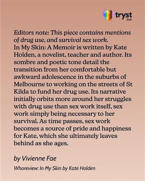 tryst link “editors note this piece contains mentions of drug use