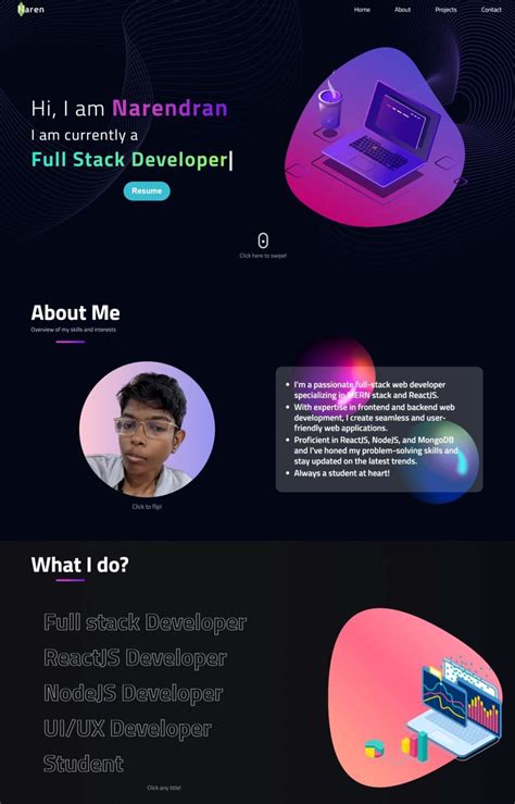 narendran g on linkedin portfolio reactjs webdevelopment webdesign