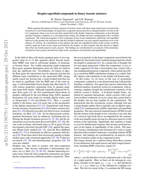 Pdf Droplet Superfluid Compounds In Binary Bosonic Mixtures