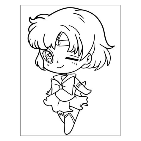 Раскраска Кавайная Сейлор Меркурий распечатать раскраски для детей