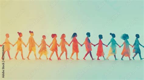 Create A Minimalist Digital Artwork Featuring People Connecting In A Circle Use Simple Shapes