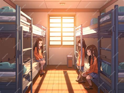 Premium Ai Image Anime Scene Of A Group Of Girls Sitting On Bunk Beds