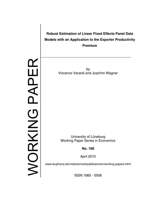 Pdf Robust Estimation Of Linear Fixed Effects Panel Data Model With An Application To The