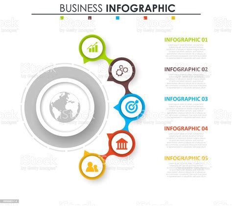 Business Data Process Chart Abstract Elements Of Graph Diagram With 5
