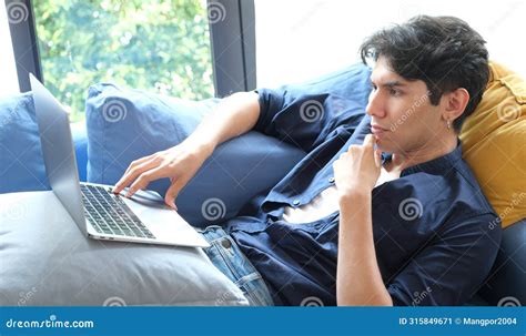 Stress Man Struggle With Laptop Computer Frustrated Male At Home