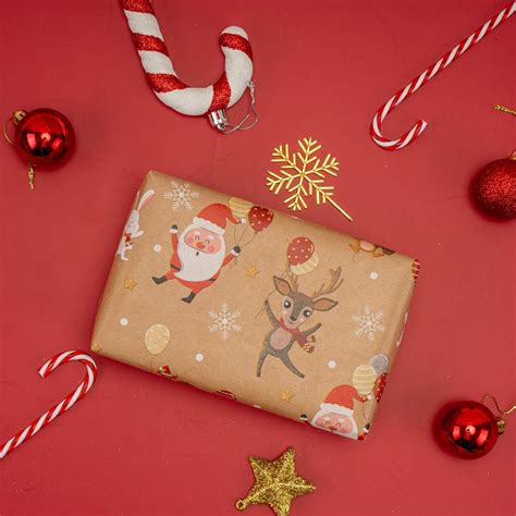 Buy Ruspepa Christmas Wrapping Paper Kraft Paper Dancing Santa Claus