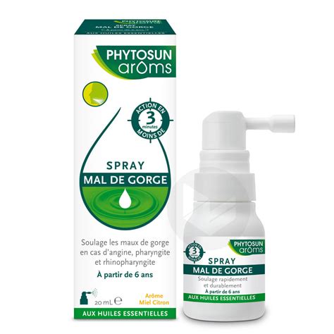 Spray mal de gorge aux huiles essentielles 20 ml Phytosun Arôms