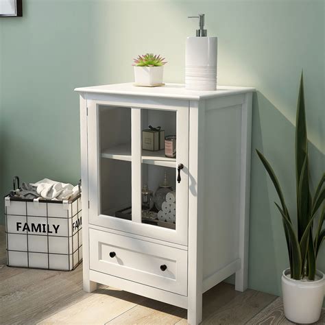White Storage Cabinetglass Doors Cabinetcabinet With Etsy