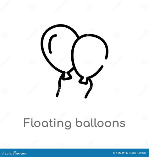 Outline Floating Balloons Vector Icon Isolated Black Simple Line