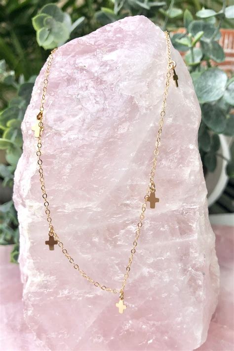 Cross Necklace Dainty Gold Choker Necklace Gold Chain Etsy