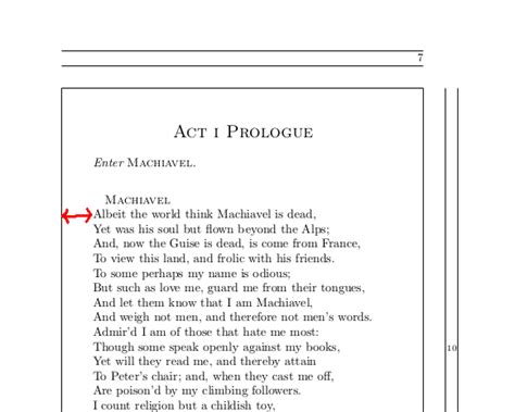 Dramatist Remove Left Indentation Of Poemscol Tex Latex Stack Exchange