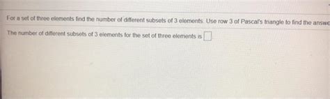 solved for a set of three elements find the number of