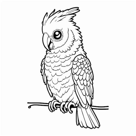 무료 벡터 앵무새 블랙 라인 아트 그림 프리미엄 Ai 생성 벡터