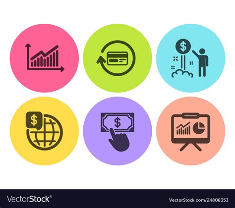 Graph World Money And Refund Commission Icons Set Vector Image