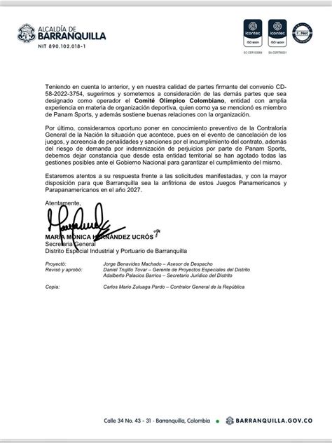 Se Revelan Cartas Donde La Alcaldía De Barranquilla Solicitó En Varias