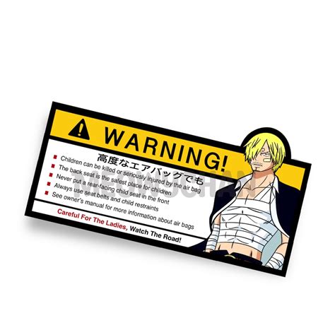 Anime Warning Sticker Pirate King Airbag Warning Sticker Visor Anime