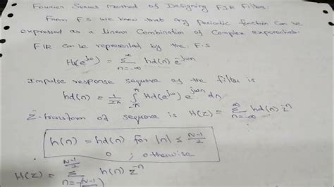 fourier series method fir filter design youtube
