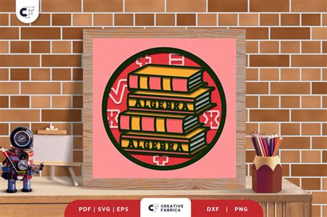 Stack Of Algebra Books 3d Paper Cut · Creative Fabrica