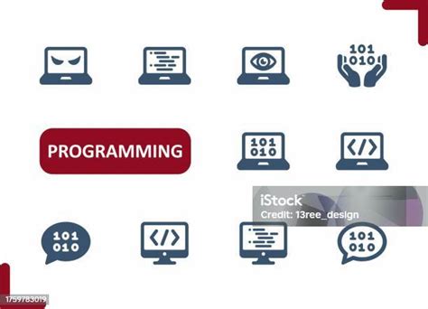 programming icons coding hacking binary code ai technology computer