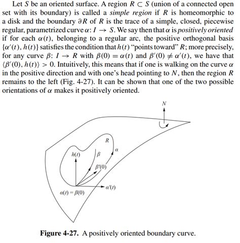 differential geometry orientation of a simple closed piecewise regular parametrized curve