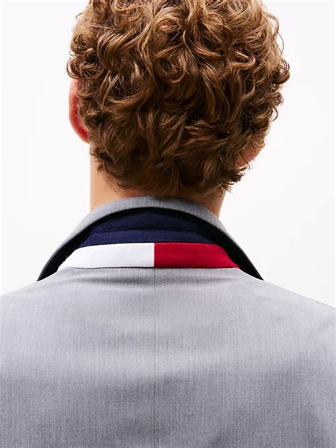 Twill Single Breasted Blazer With Wool Grey Tommy Hilfiger