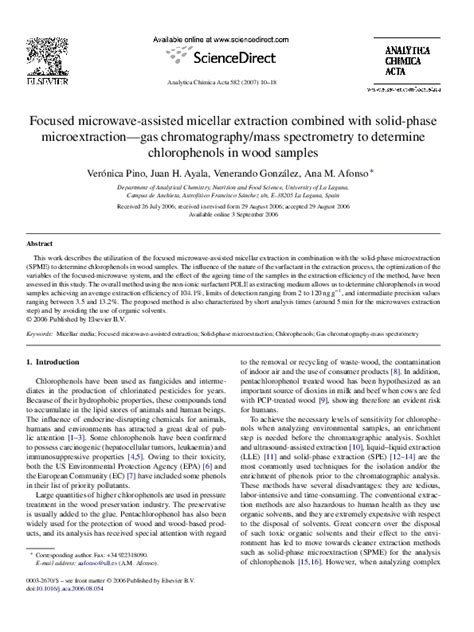 Pdf Focused Microwave Assisted Micellar Extraction Combined With Solid Phase Microextraction