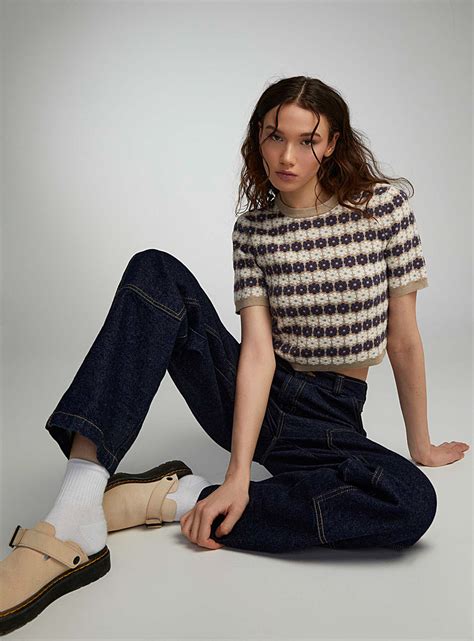 Textured Design Sweater Twik Stripes And Patterns Simons