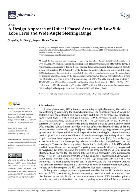 A Design Approach Of Optical Phased Array With Low Side Lobe Level And