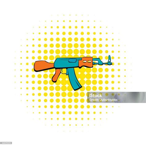 在漫畫風格的 Ak47 槍圖示向量圖形及更多ak 47圖片 Ak 47 來福槍 俄羅斯 Istock