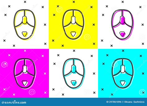 Set Computer Mouse Icon Isolated On Color Background Optical With Wheel Symbol Stock Vector