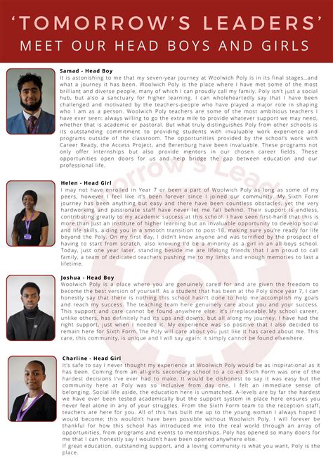Woolwich Polytechnic Sixth Form Welcome