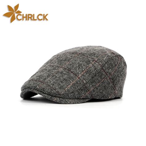 패션 Berets 모자 남성 여성 코 튼 영국 레트로 격자 무늬 플랫 모자 남성 가을 겨울 조정 가능한 드라이버 모자
