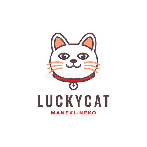 Maneki Neko Lucky Cat Cute Cartoon Mascot Logo Vector Icon Illustration