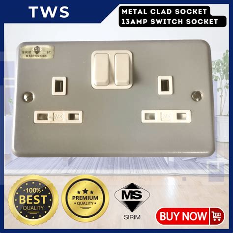 Tws 2 Gang High Quality Metal Clad Socket 13amp Switch Socket Sirim