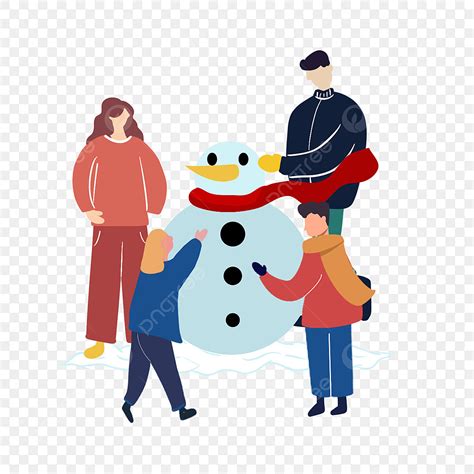 크리스마스 일러스트 눈사람 축하 붉은 색 노랑색 만화 Png 일러스트 및 Psd 이미지 무료 다운로드 Pngtree