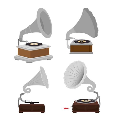 Premium Vector Gramophones Set Isolated Icon Design