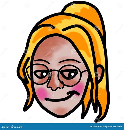 Emoji Animation Peep Girl Face Character Illustration White Background