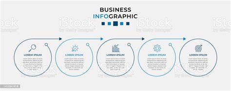 아이콘과 5가지 옵션 또는 단계가 있는 벡터 인포그래픽 디자인 비즈니스 템플릿입니다 프로세스 다이어그램 프레젠테이션 워크플로 레이아웃 배너 플로우 차트 정보 그래프에 사용할