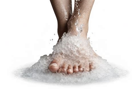 Premium Ai Image Frozen Feet Concept Feet In Ice Isolated On White