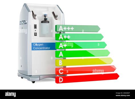Oxygen Concentrator With Energy Efficiency Chart 3d Rendering Isolated On White Background