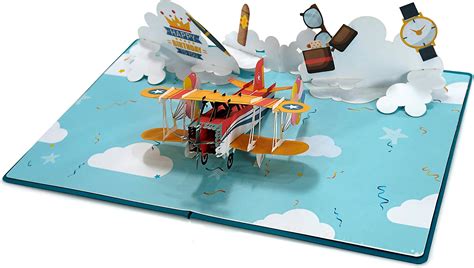 CUTPOPUP Air Plane Biglietto Di Auguri Pop Up Con Aereo Biglietto Di