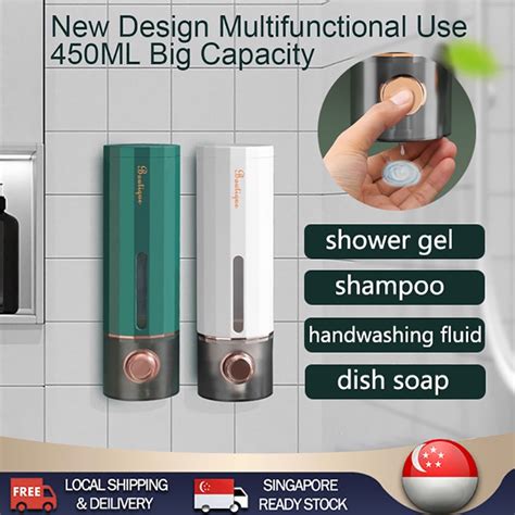 【ready Stock】450ml Manual Soap Dispenser Wall Mounted Shampoo Shower