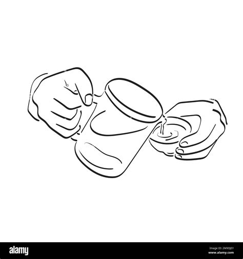 Closeup Hand Pouring Tea On Cup Illustration Vector Hand Drawn Isolated