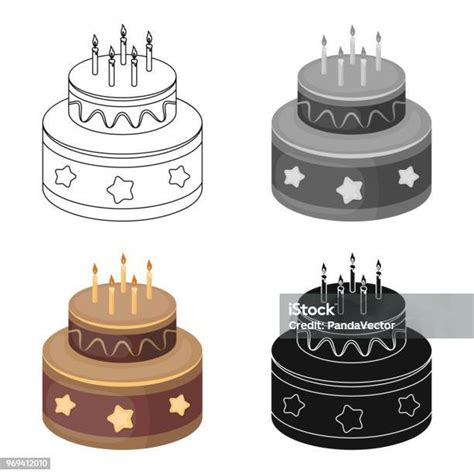 흰색 배경에 고립 된 만화 스타일에서 별 아이콘으로 초콜릿 케이크 케이크 심볼 주식 벡터 웹 일러스트 레이 션 기념일에 대한 스톡 벡터 아트 및 기타 이미지 Istock