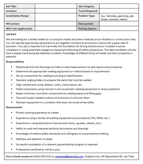 27 Free Job Description Templates Blue Layouts With Regard To Job