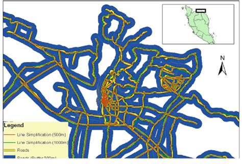A Buffer Zone Is Created Around Roads Along With Simplified Download Scientific Diagram