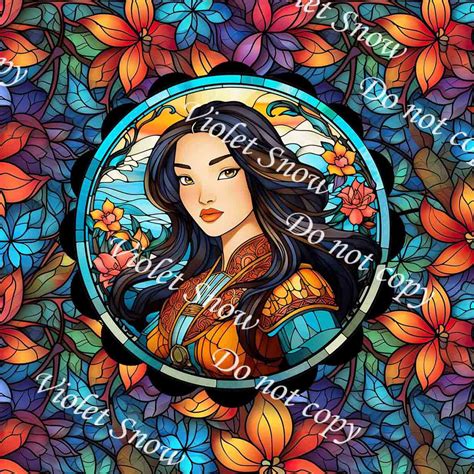 Stained Glass Warrior Princess Panel R48stndglswriorprcss P